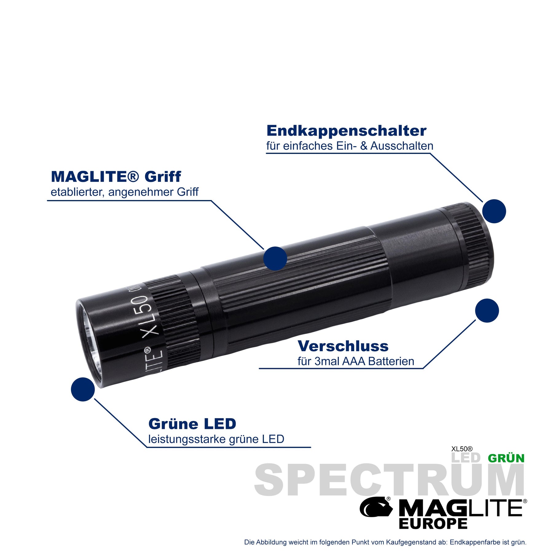 Maglite® Spectrum Series™ mit grüner LED – MAGLITE® Europe